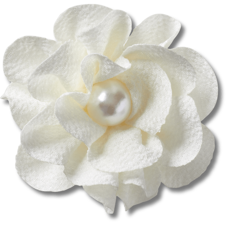White Fabric Flower With Pearl Jibbitz™ charms - Crocs