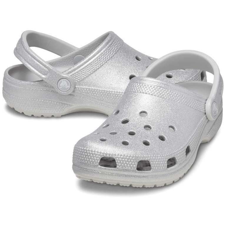 glitter silver crocs