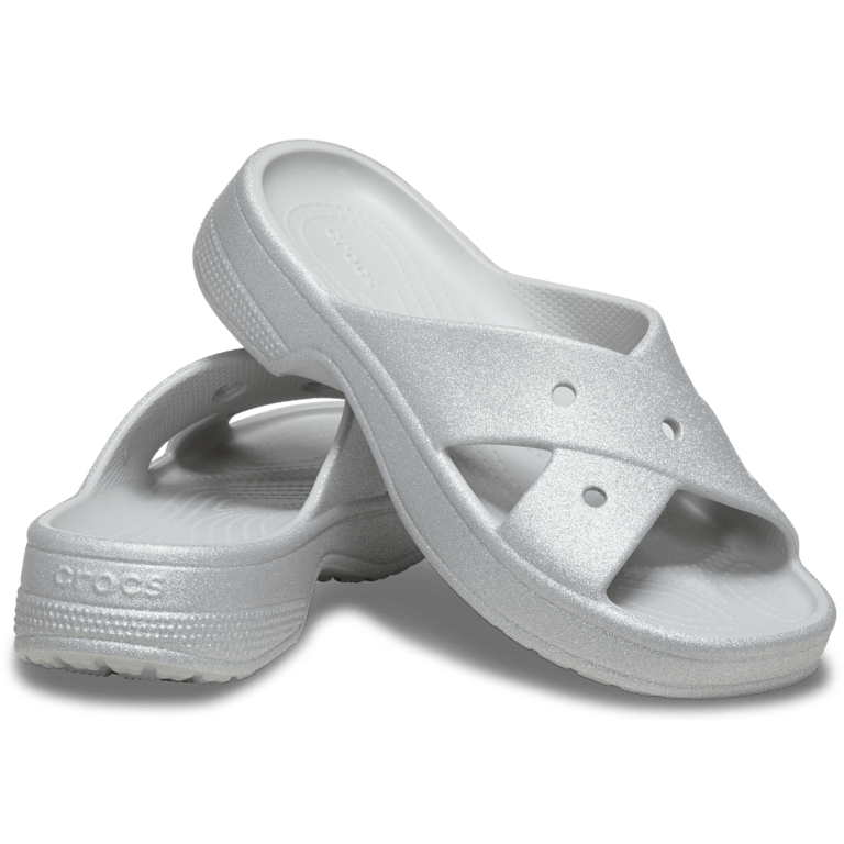 glitter silver crocs