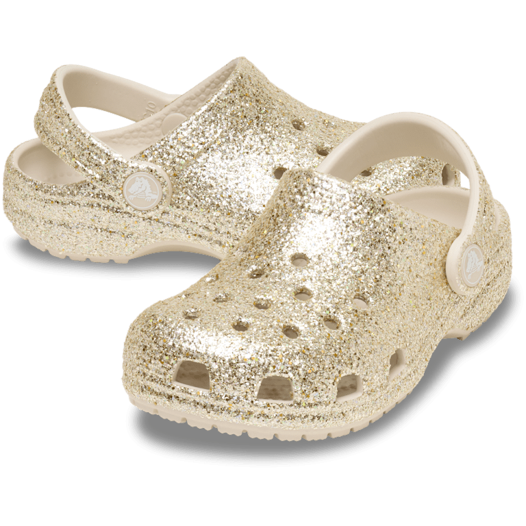 white glitter crocs
