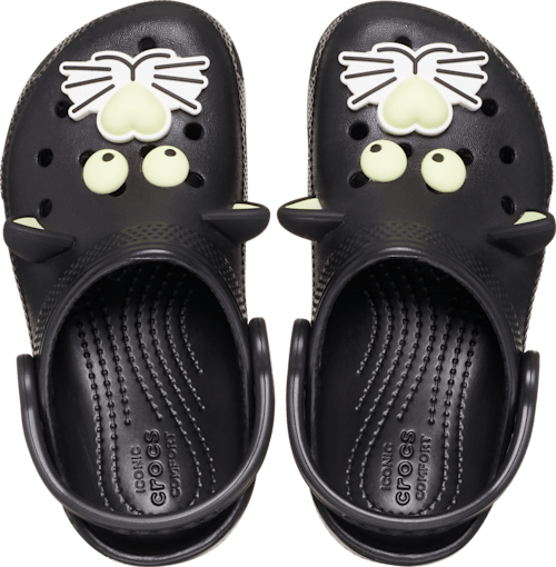 Toddler Classic Glow-In-the-Dark Black Cat Clog - Crocs