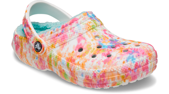 Crocs Classic Tie Dye Fuzzy Lined Clogs Splattered Orange Zing Women 8 ...