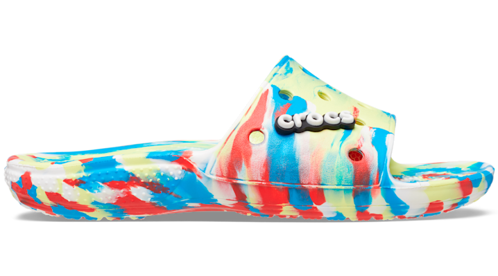 Crocs Classic Marbled Slide In Sulphur/multi | ModeSens