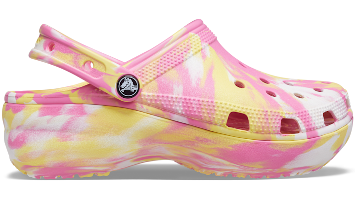 Crocs Women's Classic Platform Marbled Clog In Pink Lemonade/multi | ModeSens
