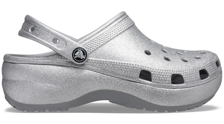 Crocs Women's Classic Platform Glitter Clog In Silver | ModeSens