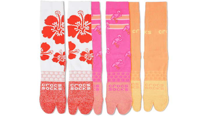 Crocs Socks Adult Flip Flop Sock 3 Pack In Tropical/white | ModeSens