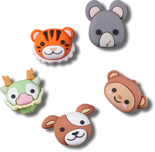 3D Animal Mix Face 5 Pack Jibbitz™ charms - Crocs